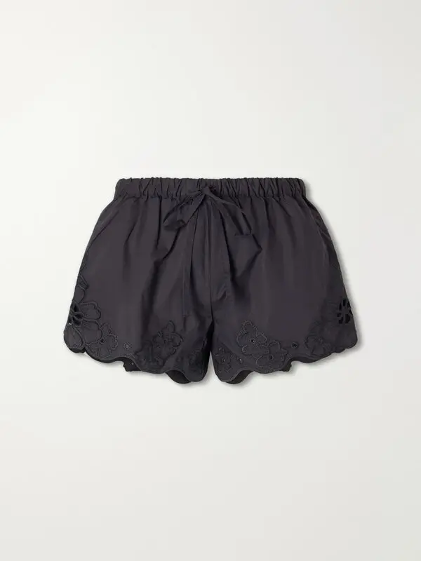 SIR. Klara Broderie Anglaise Cotton Shorts - Black