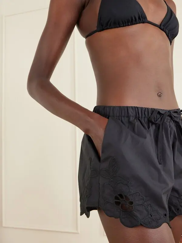SIR. Klara Broderie Anglaise Cotton Shorts - Black