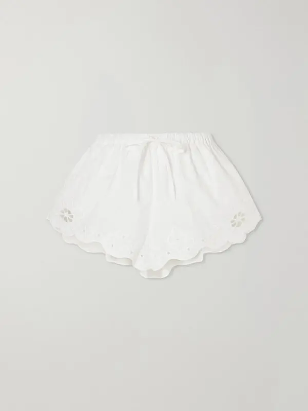 SIR. Klara Broderie Anglaise Cotton Shorts - Neutrals