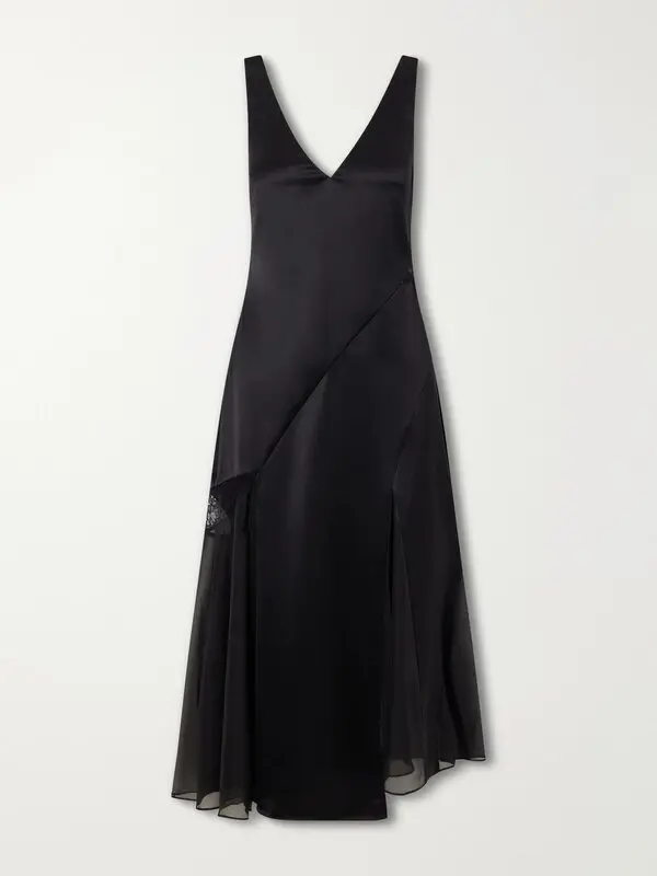 SIR. Ingrid Chiffon Midi Dress With V-neck - Black