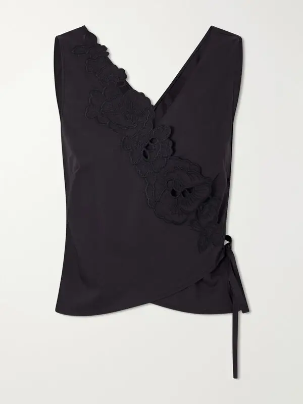 SIR. Klara Broderie Anglaise Cotton Wrap Top