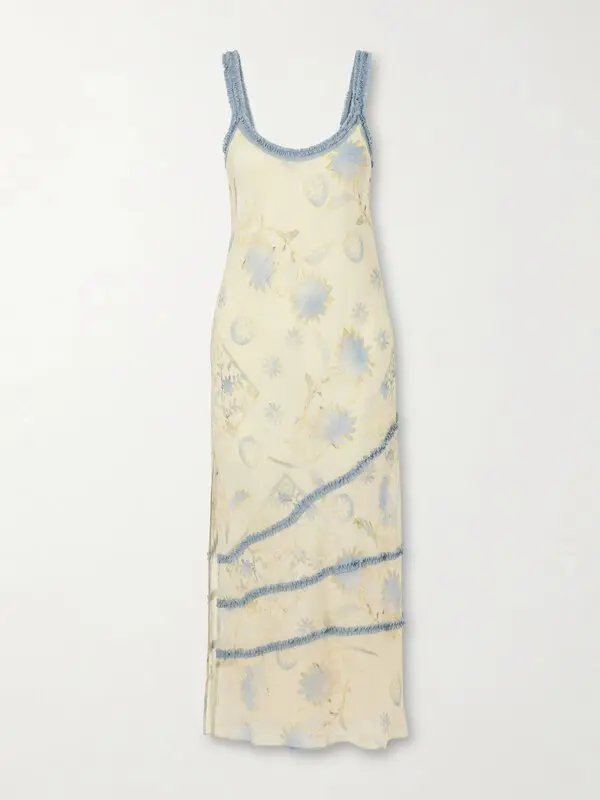 SIR. Cecile Ruffled Floral Chiffon Maxi Dress - Neutrals