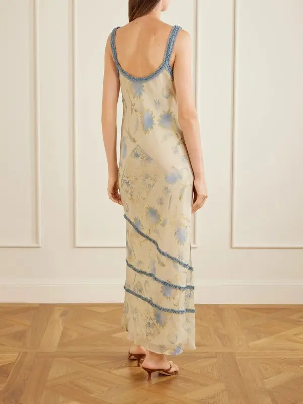 SIR. Cecile Ruffled Floral Chiffon Maxi Dress - Neutrals