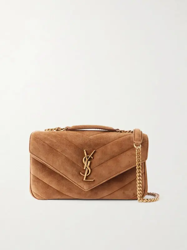Saint Laurent Small Loulou Suede Shoulder Bag - Brown
