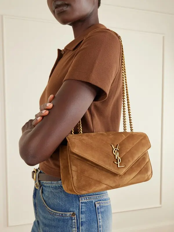 Saint Laurent Small Loulou Suede Shoulder Bag - Brown