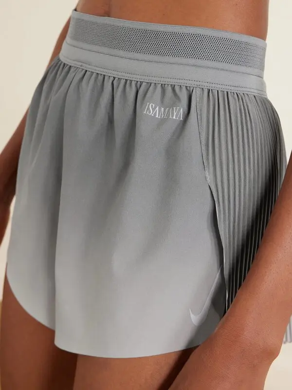 Nike X Isamaya Ffrench Swift Printed Plissé Dri-fit Adv Shorts - Silver