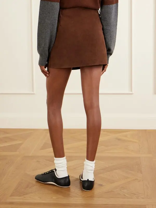 Marni Leather-trimmed Suede Mini Skirt