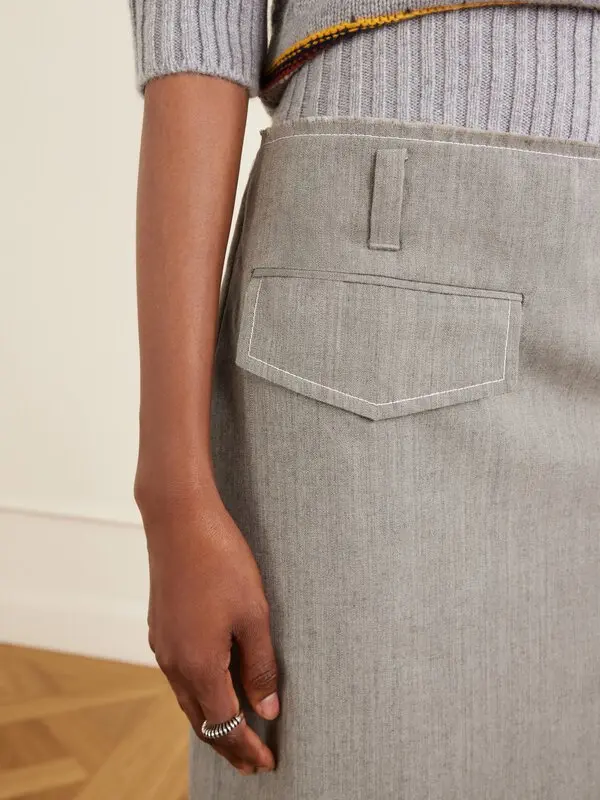 Marni Pleated Virgin Wool Midi Skirt