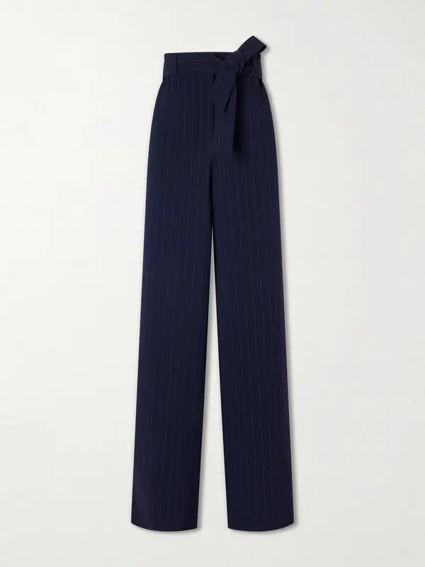 Max Mara Striped Virgin Wool-blend Wide-leg Pants