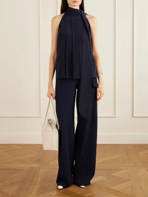 Max Mara Striped Virgin Wool-blend Wide-leg Pants