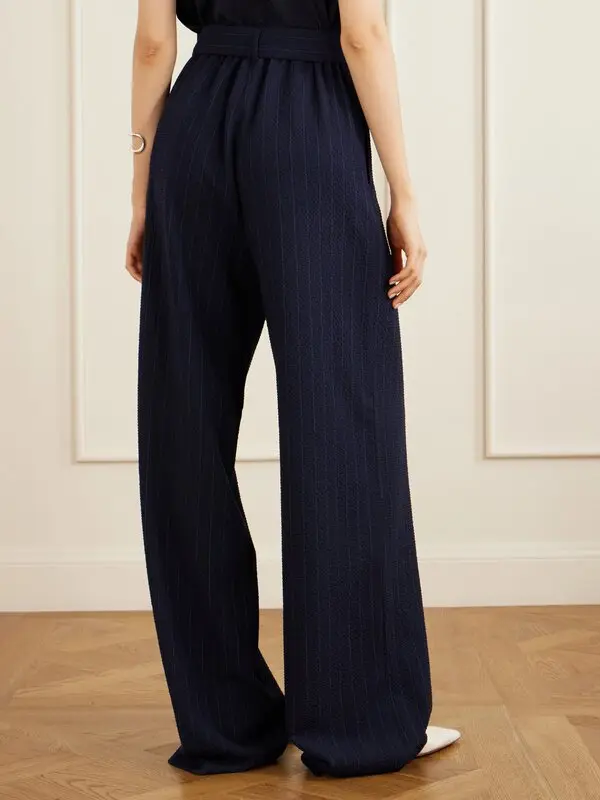 Max Mara Striped Virgin Wool-blend Wide-leg Pants