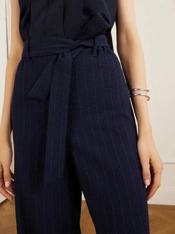 Max Mara Striped Virgin Wool-blend Wide-leg Pants