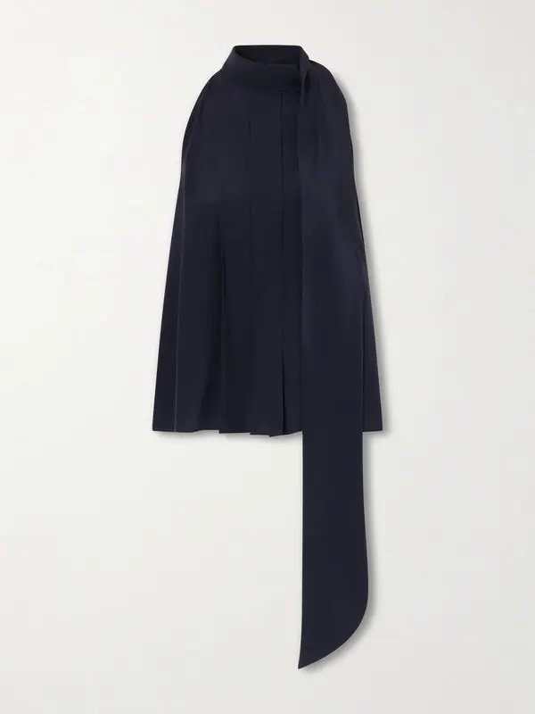 Max Mara Draped Pleated Silk Blouse