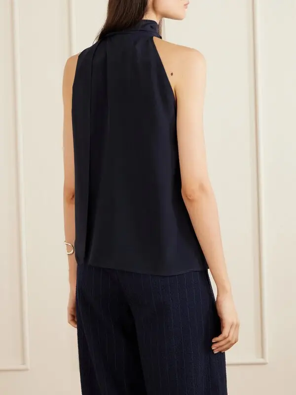 Max Mara Draped Pleated Silk Blouse