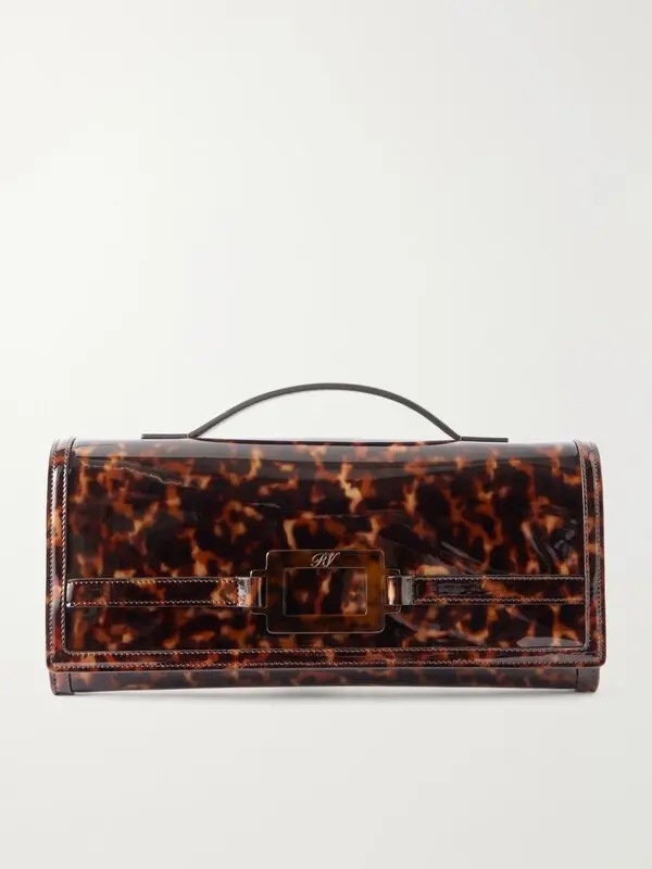 ROGER VIVIER Belle Vivier Coated-woven Clutch - Tortoiseshell