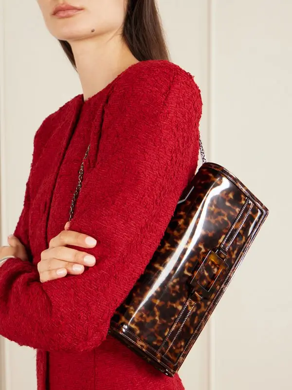 ROGER VIVIER Belle Vivier Coated-woven Clutch - Tortoiseshell