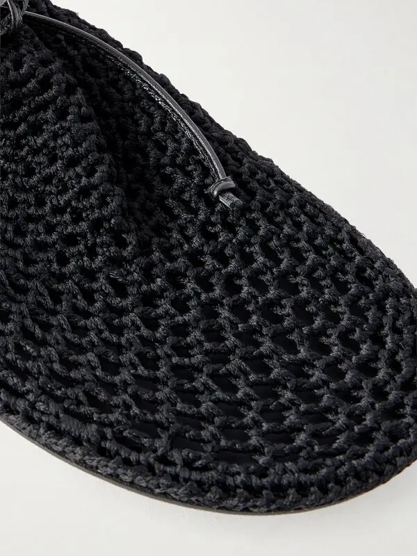 CHRISTEN Hand-crocheted Ballerina Leather-trimmed Flats