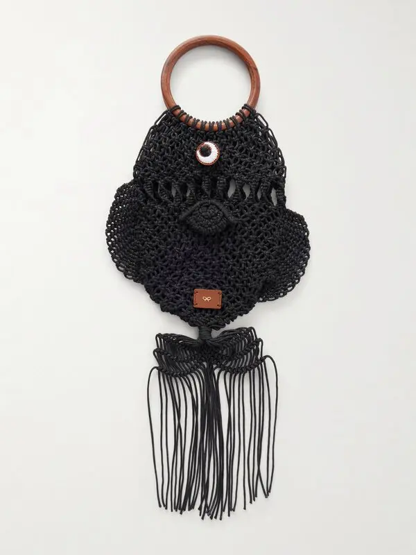 ANYA HINDMARCH Macrame Clutch With Leather Trim