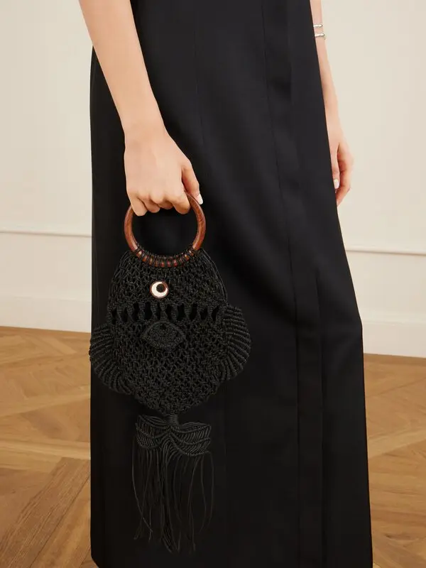 ANYA HINDMARCH Macrame Clutch With Leather Trim