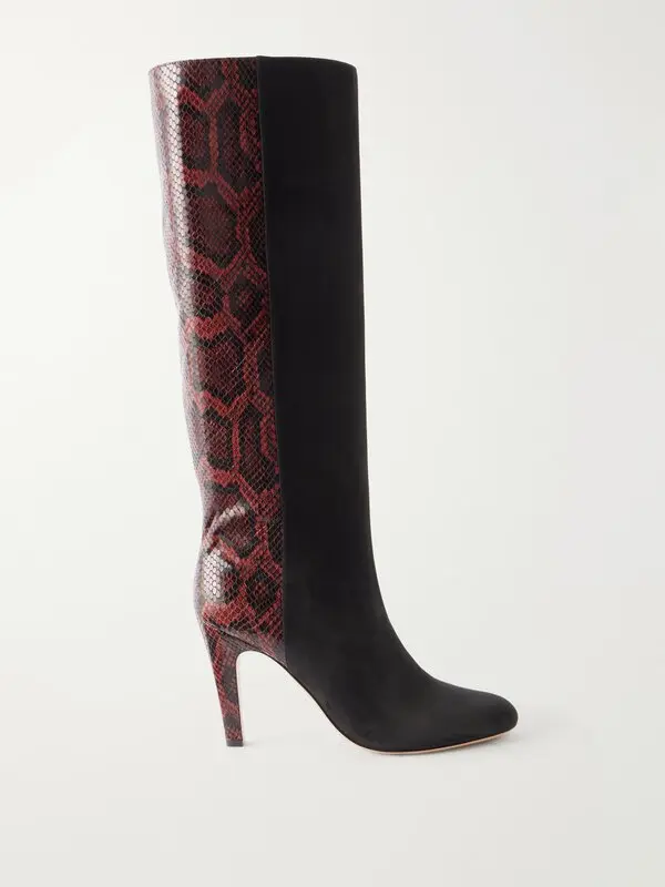 FERRAGAMO Nylu 95 Snake-effect Leather And Suede Boots