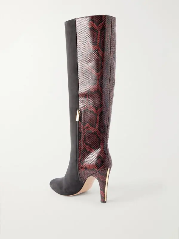 FERRAGAMO Nylu 95 Snake-effect Leather And Suede Boots