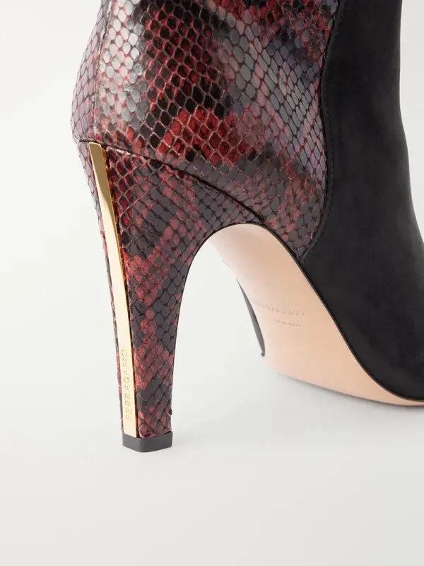 FERRAGAMO Nylu 95 Snake-effect Leather And Suede Boots