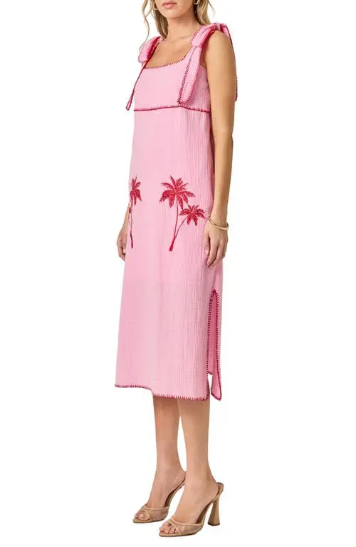 English Factory Tropical Embroidery Midi Dress