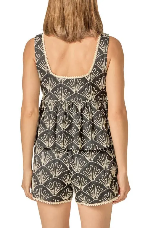 English Factory Embroidered Babydoll Top