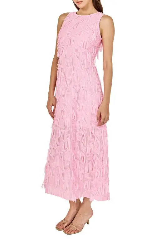 Endless Rose Sleeveless Maxi Dress With Textured Fringe