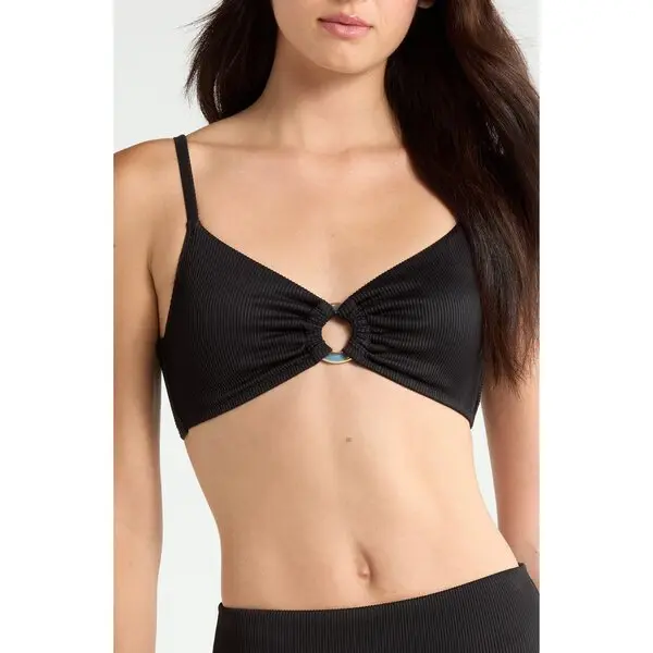 Sanctuary Ribbed Ring Detail Bikini Top
