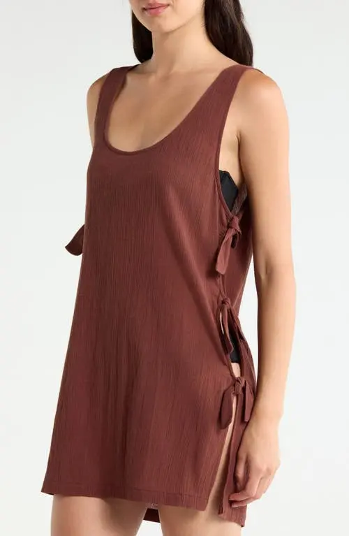 Sanctuary Side Tie A-line Cover-up Dress - Mocha