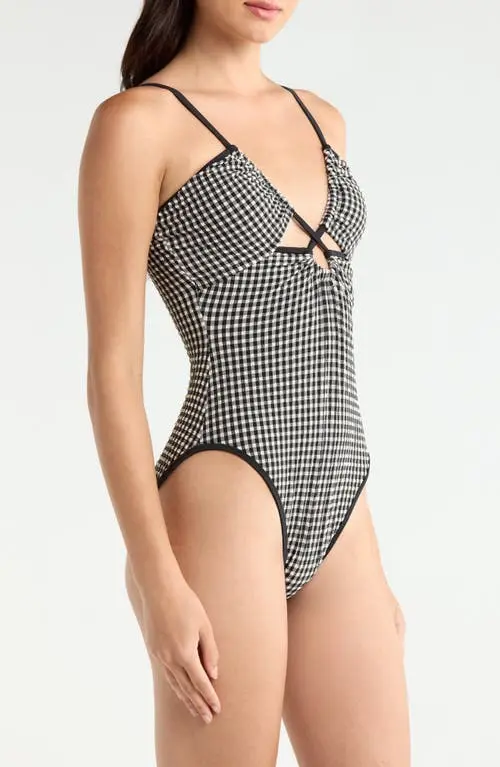 Sanctuary Gingham Keyhole One-piece Swimsuit - Black/cream