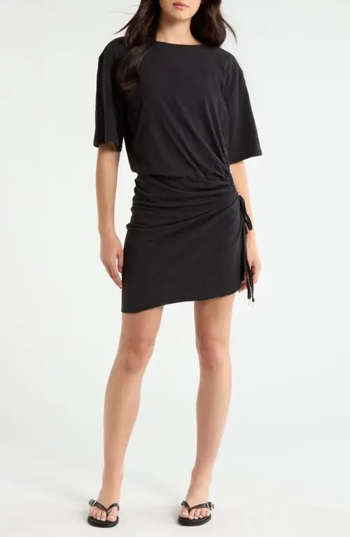 Sanctuary Shirred Side Cover-up Shirt Dress - Black