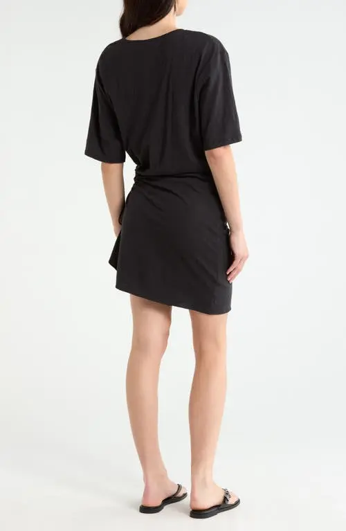Sanctuary Shirred Side Cover-up Shirt Dress - Black