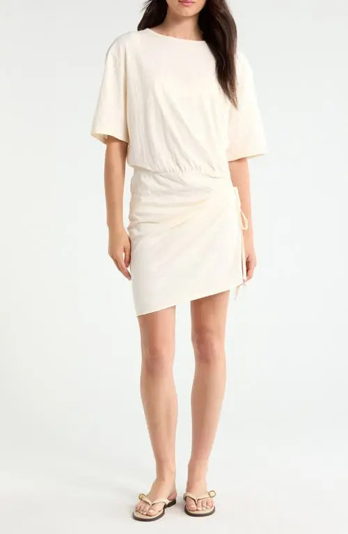 Sanctuary Shirred Side Cover-up Shirt Dress - Cream