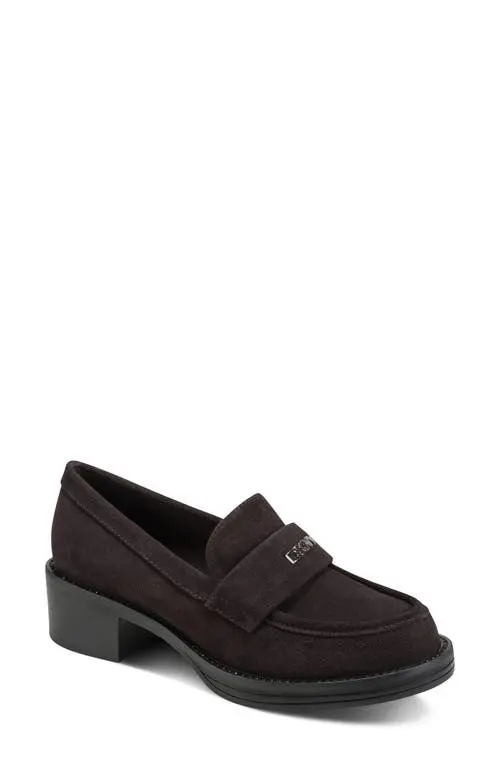 Dkny Platform Loafers With Crystal Embellishments - Brown