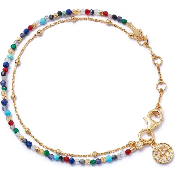 Astley Clarke Gold Fine Biography Compass Bracelet - Multi Gemstone
