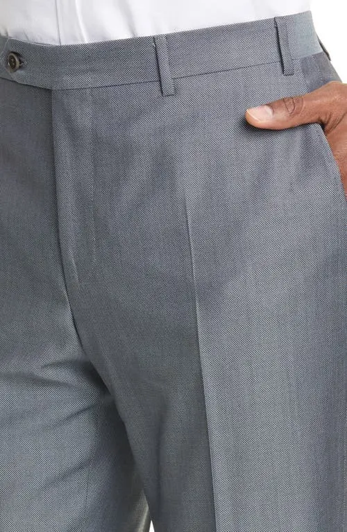 Canali Classic Fit Flat Front Wool & Mohair Dress Pants