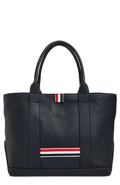 Thom Browne Small Tool Pebbled Leather Tote - Navy