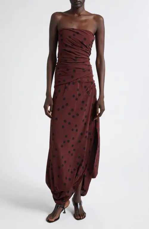 Proenza Schouler Nayara" Polka Dot Strapless Asymmetric Midi Dress