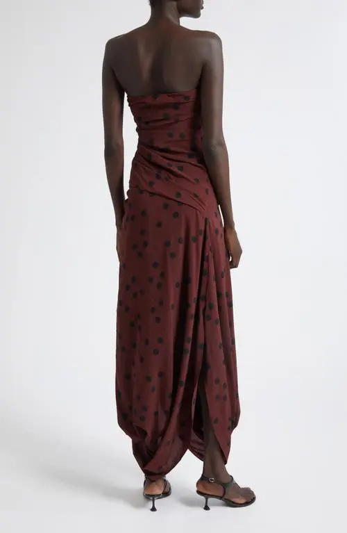 Proenza Schouler Nayara" Polka Dot Strapless Asymmetric Midi Dress