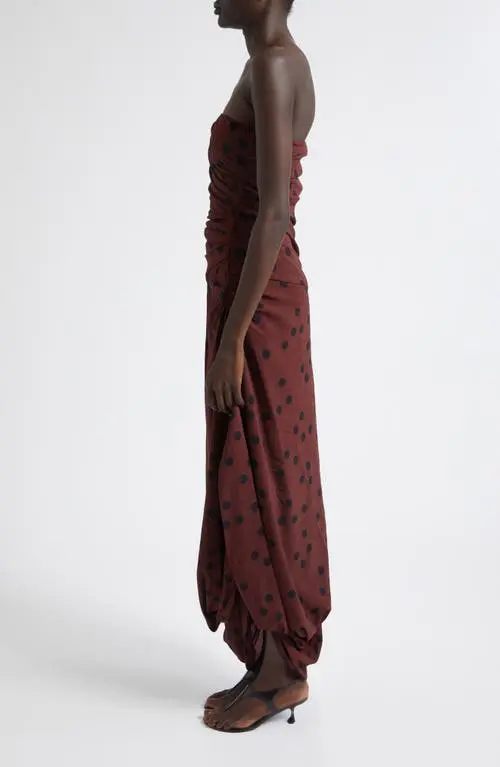 Proenza Schouler Nayara" Polka Dot Strapless Asymmetric Midi Dress
