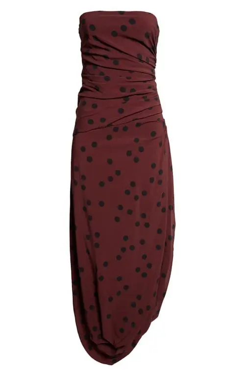 Proenza Schouler Nayara" Polka Dot Strapless Asymmetric Midi Dress