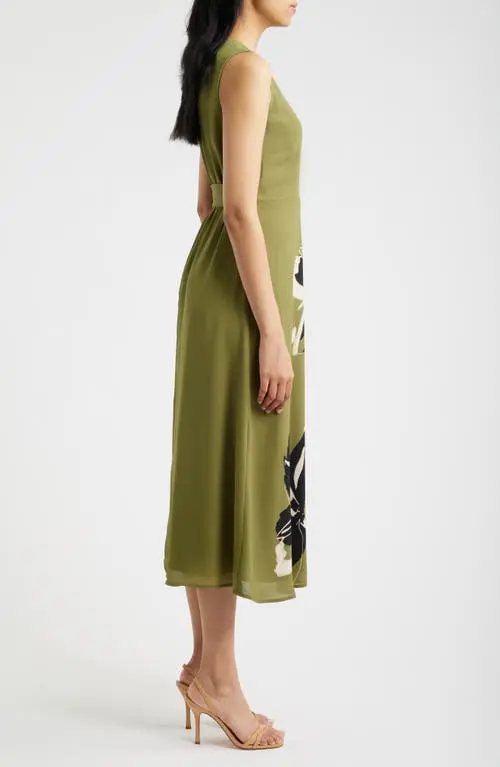 Anne Klein Sleeveless Faux Wrap Midi Dress