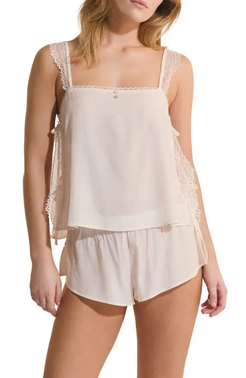 ETAM Poudree Swiss Dot Lace Trim Camisole - Ecru