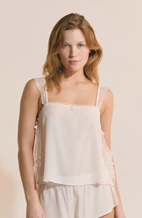 ETAM Poudree Swiss Dot Lace Trim Camisole - Ecru