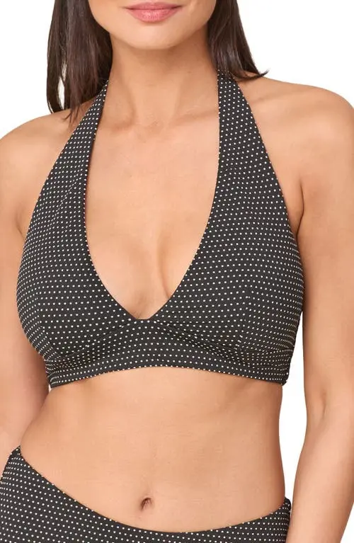 ANDIE The Majorca Halter Bikini Top - Black Dot