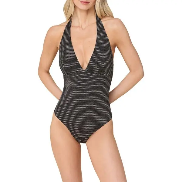 ANDIE The Majorca Halter One-piece Swimsuit - Black Dot
