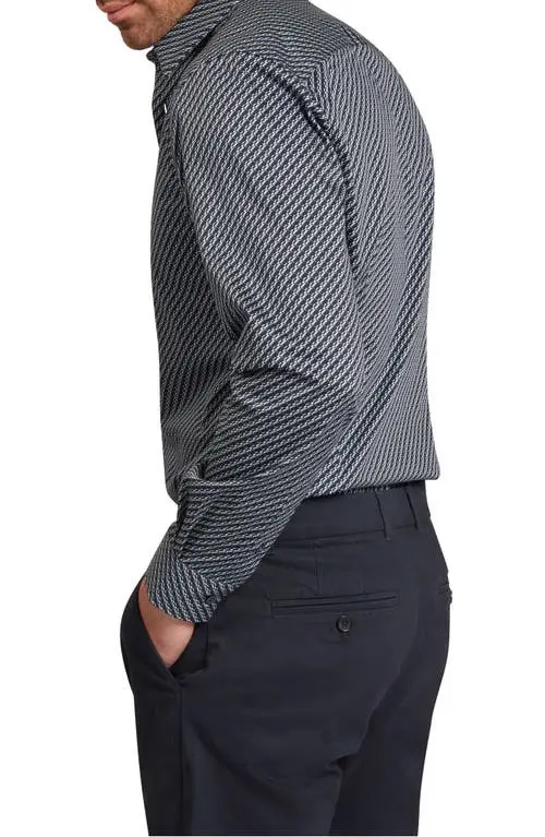Ted Baker London Grelish Slim Fit Geo Print Stretch Cotton Button-up Shirt - Teal-blue