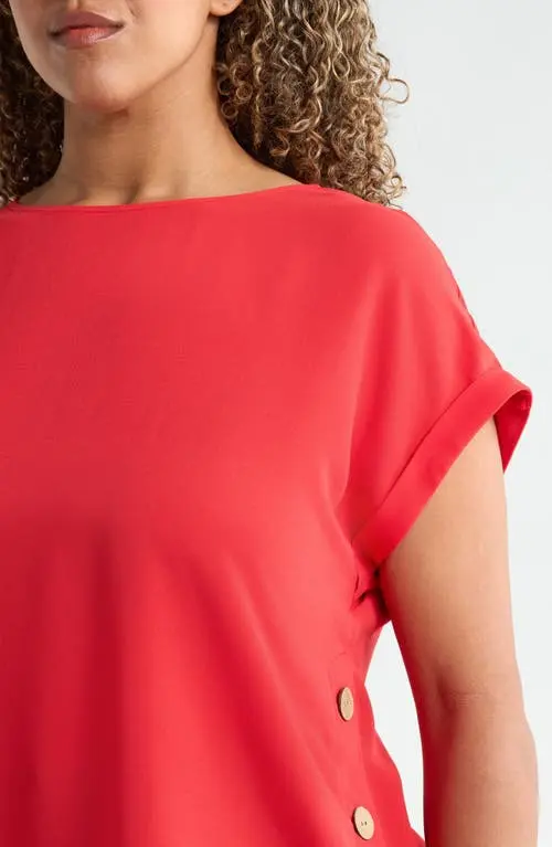 Jones New York Side Button Detail Top - Rouge